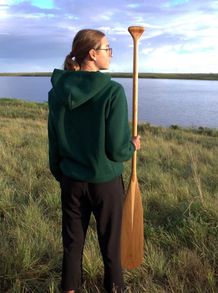 Classic beavertail canoe paddle with laminated shaft and blade, handma ...